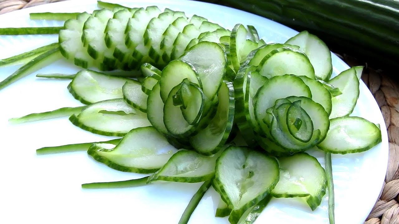 Art In Cucumber Show Vegetable Carving Garnish Cucumber Rose Youtube