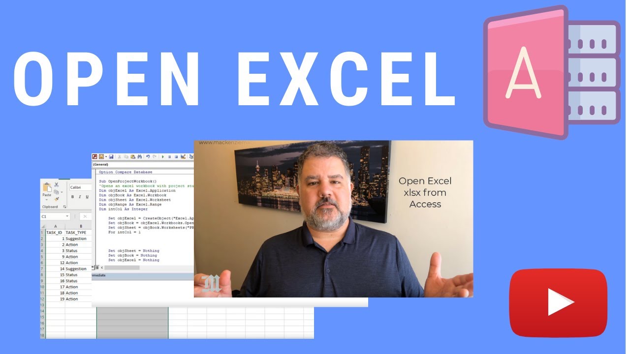How To Open Excel From Access Using Vba Youtube