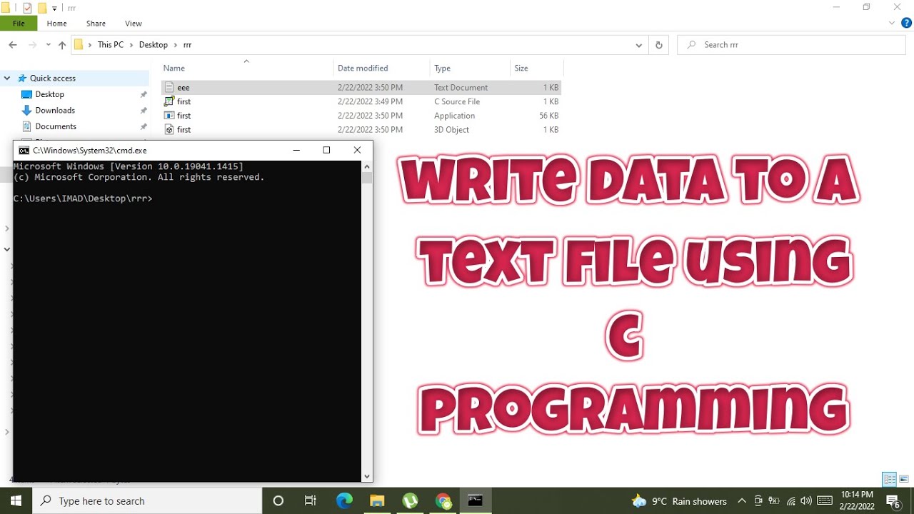 How To Write Data To A Text File Using C Programming Language Youtube
