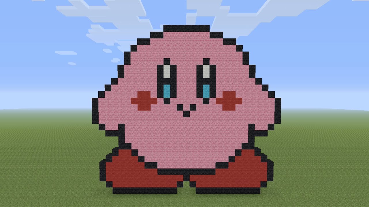 Minecraft Pixel Art Small Kirby Youtube