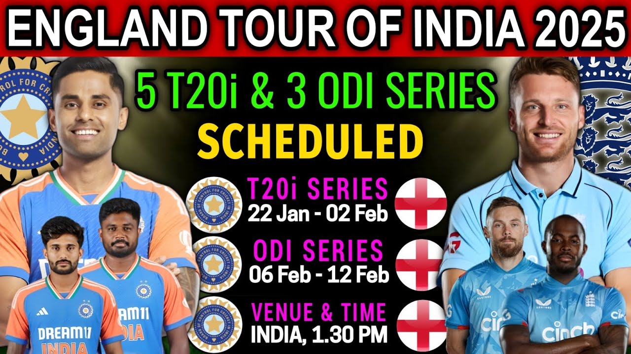 India Vs England T20 And Odi Series 2025 Final Schedule For India Vs