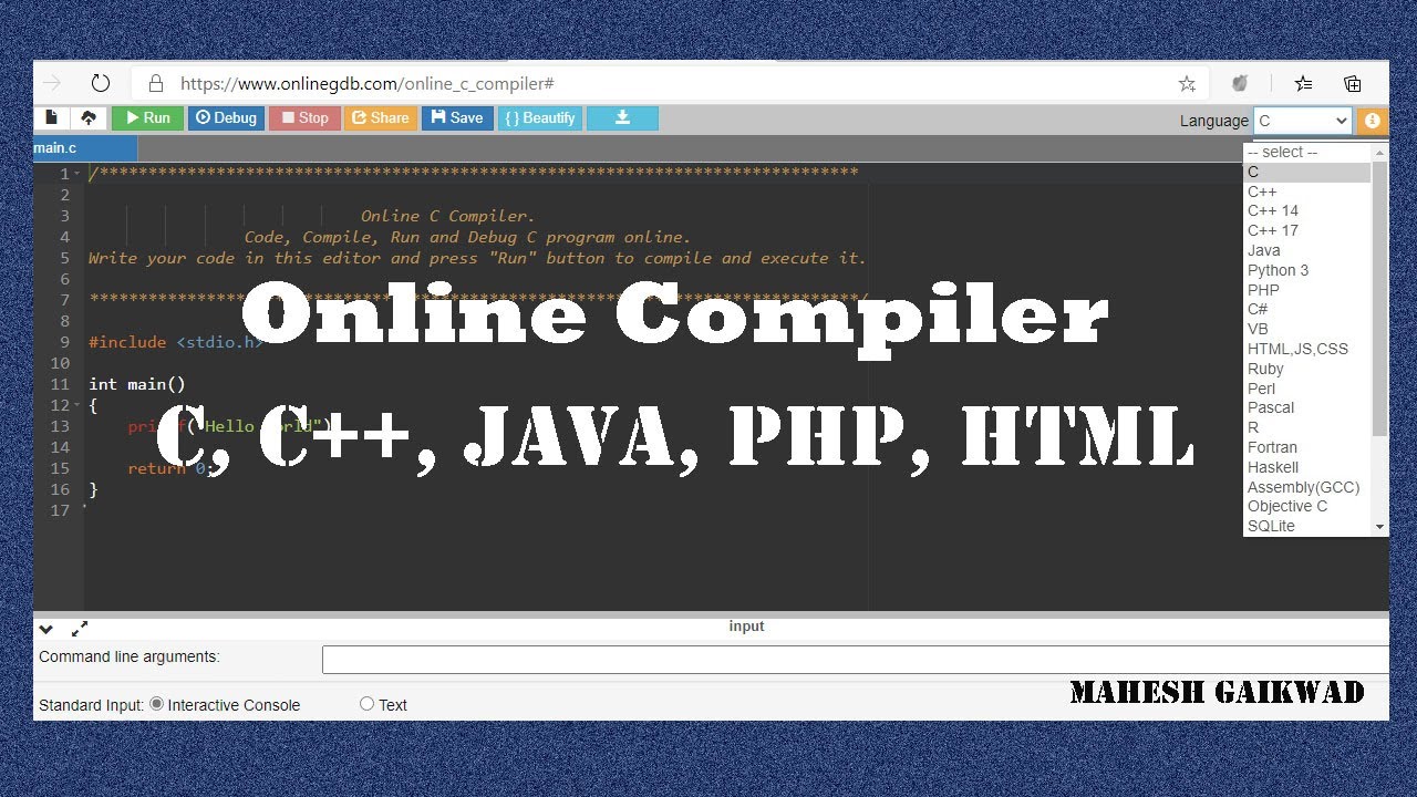 Online C C Java Php Html Compiler Youtube