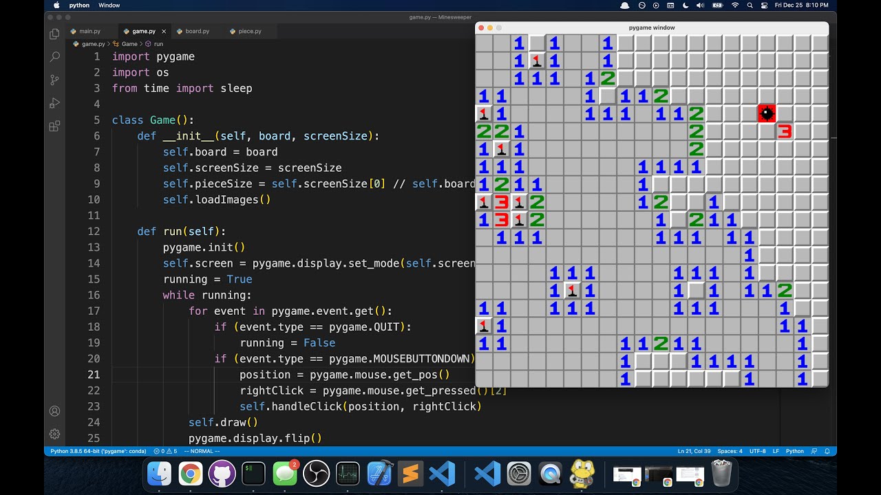 Python Pygame Minesweeper Tutorial Youtube