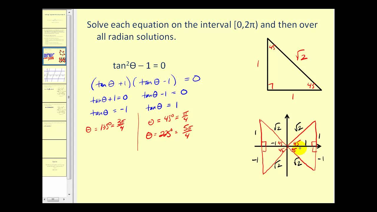 Trigonometric Equations With Answers
