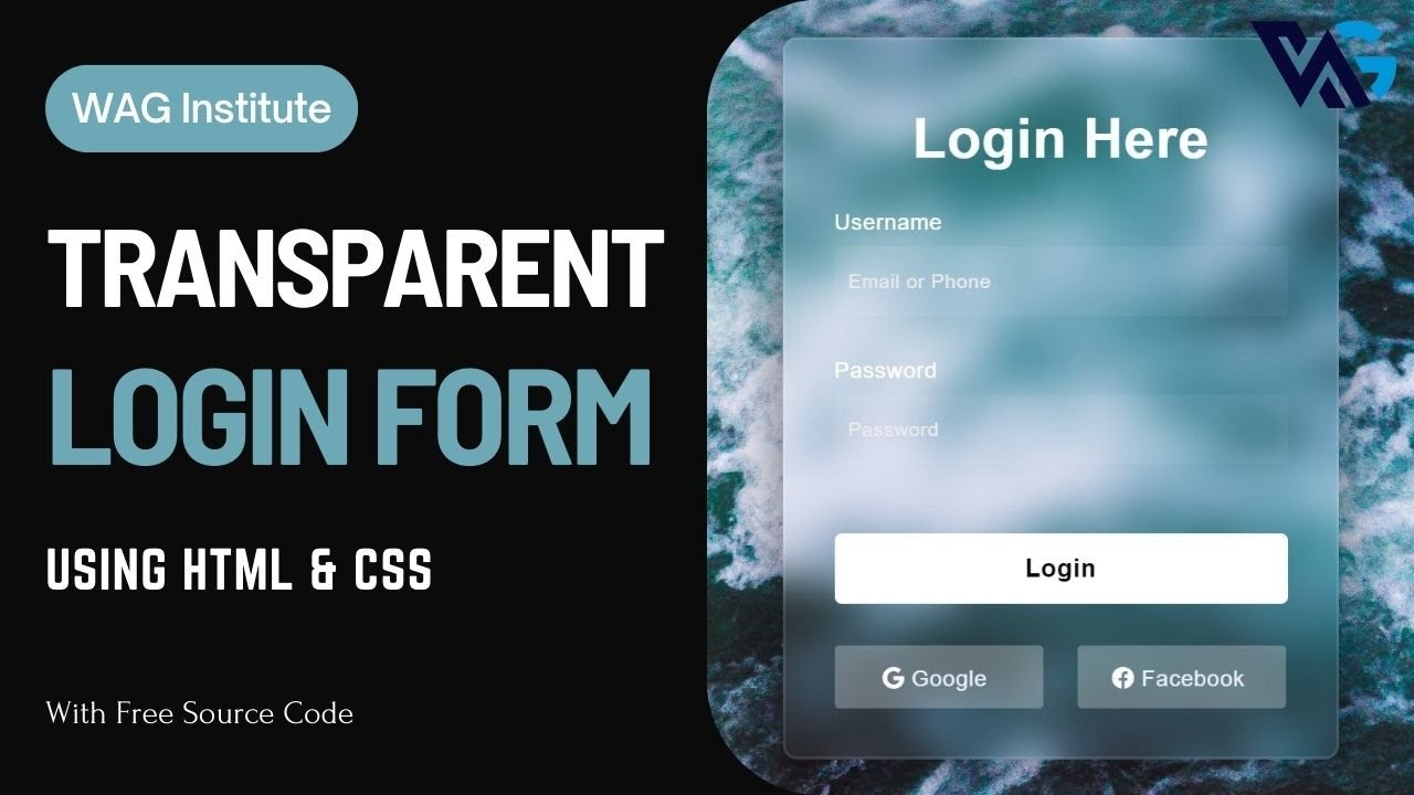 How To Create Transparent Login Form Using Html And Css Html Css