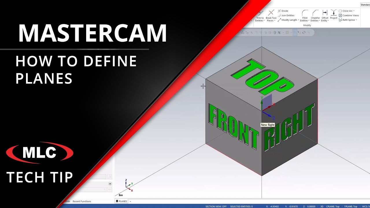 How To Add A Plane In Mastercam Tech Tip Multiple Methods Youtube