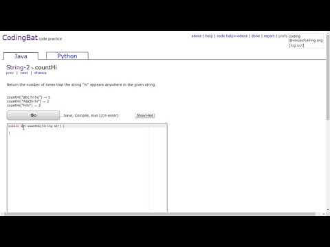 String 2 Counthi Java Tutorial Codingbat Youtube
