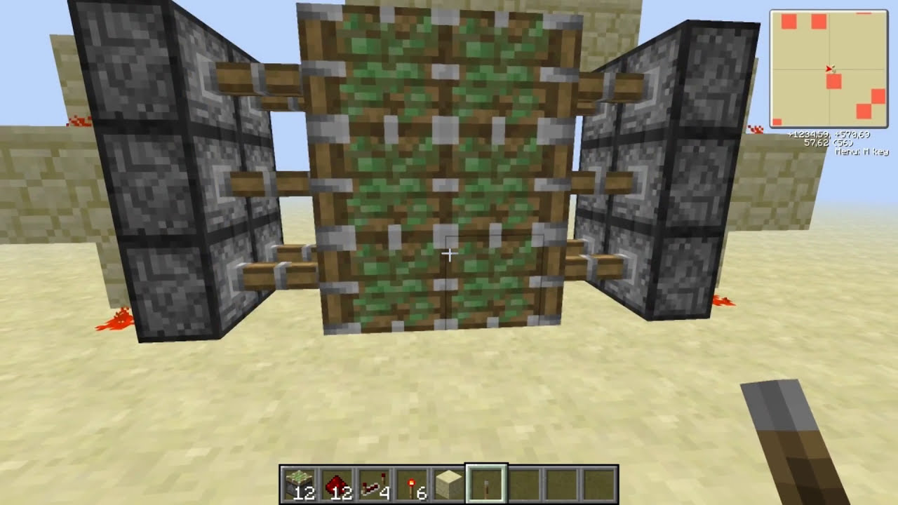 Minecraft Compact Hidden Piston Door 2x3 60 Sec Tutorial Youtube