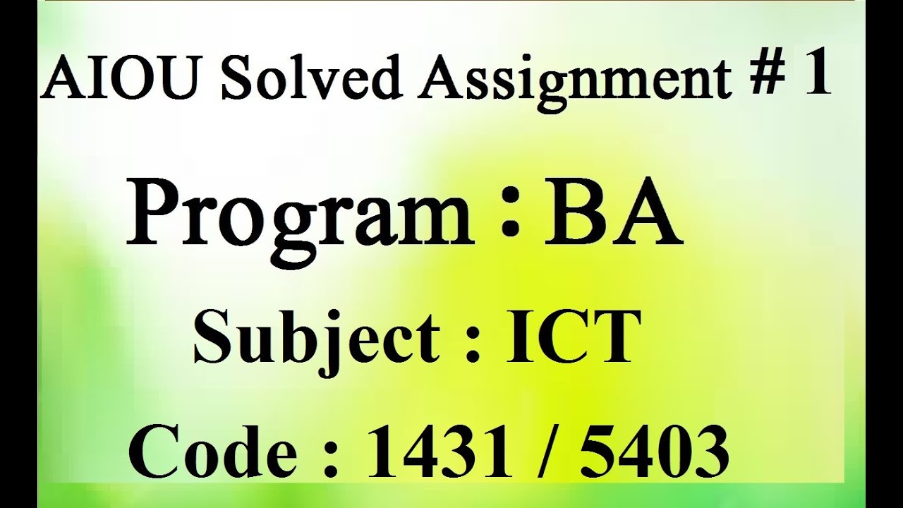 Aiou Code 5403 1431 Solved Assignment No 1 Autumn 2024 Baloch