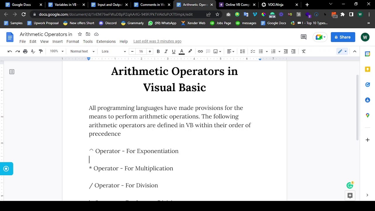 Arithmetic Operators In Visual Basic Youtube