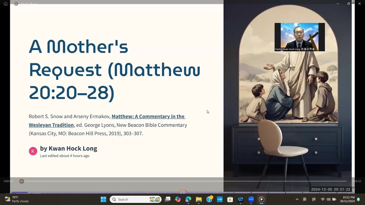 147 A Mother S Request Matthew 20 20 28 Pastor Kwan Hock Long Youtube