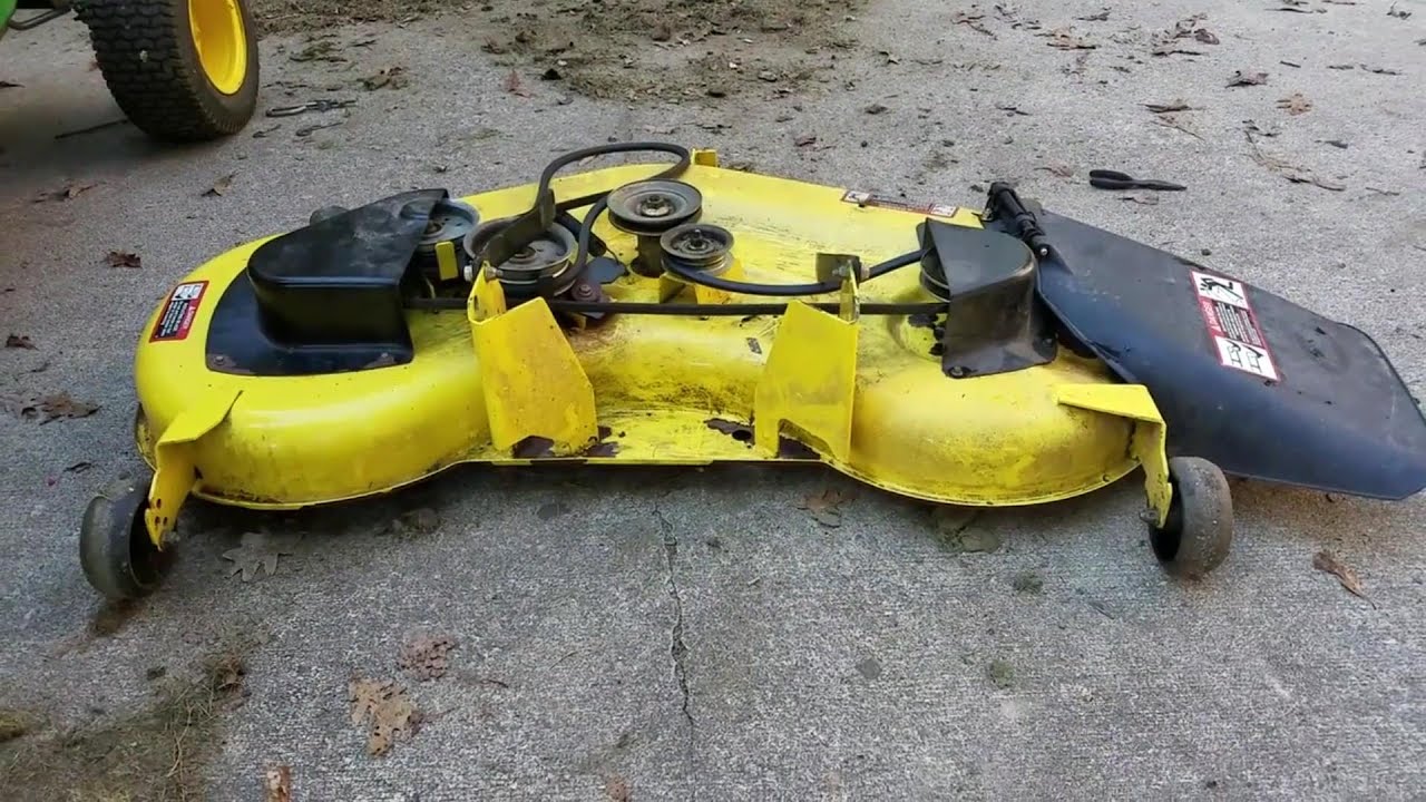 John Deere Mower Deck Removal And High Lift Blade Installation Youtube