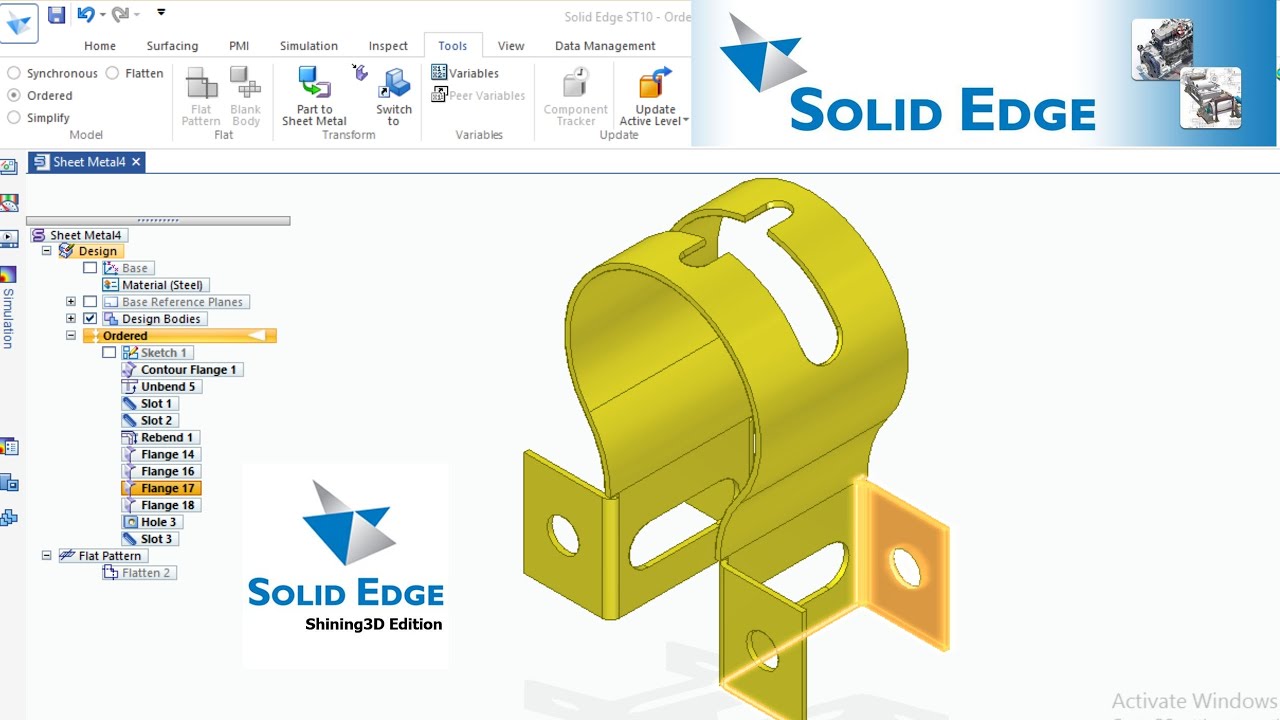 Solid Edge Tutorial Sheet Metal Tutorial Steel Bracket Youtube