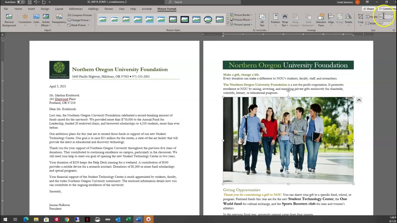 Word Module 3 Sam End Of Module Project 1 Northern Oregon University