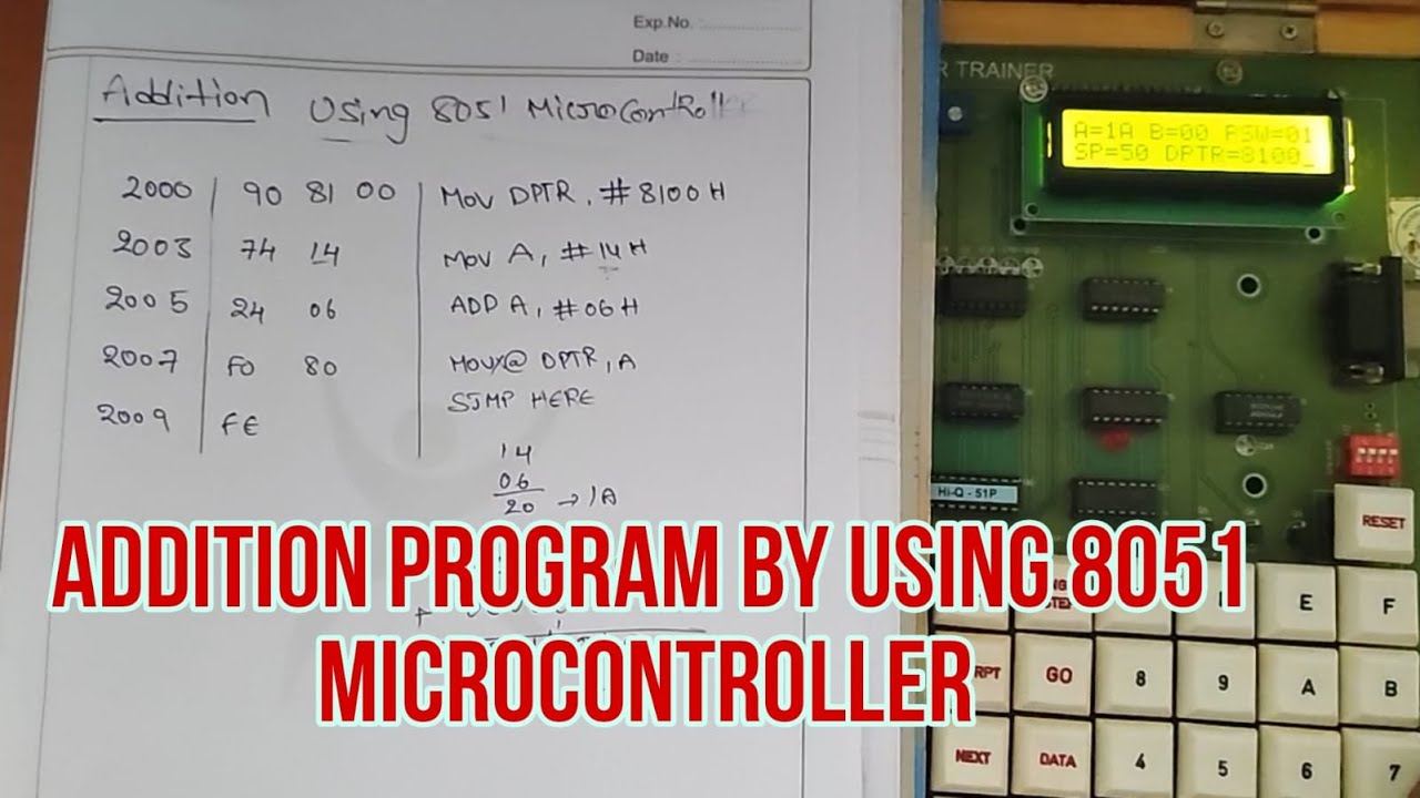 Addition Program By Using 8051 Microcontroller Kit Mpmc Lab Youtube