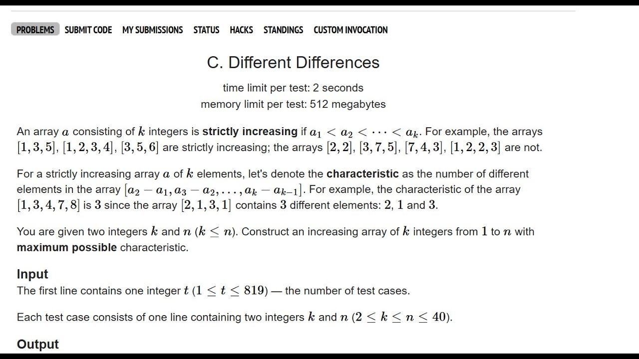 C Different Differences Problemsolving C Codeforces Div3