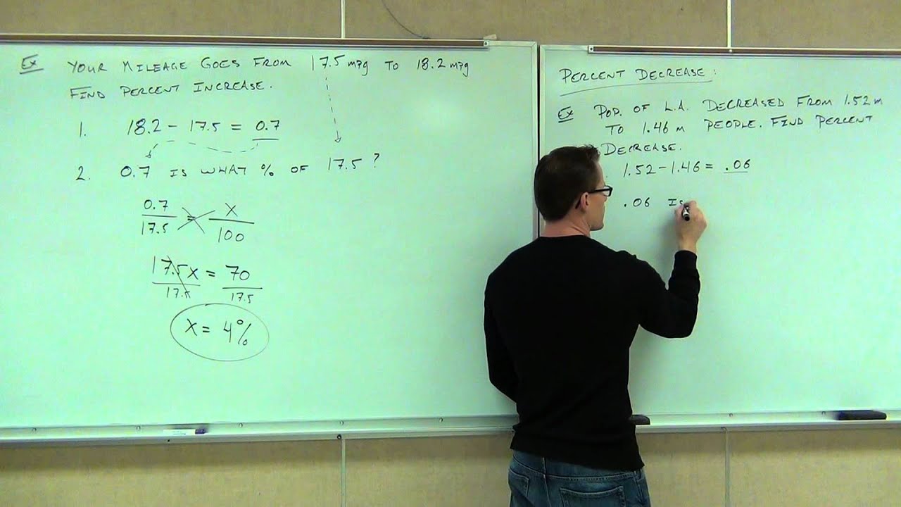 Prealgebra Lecture 7 4 Finding Percent Increase And Percent Decrease