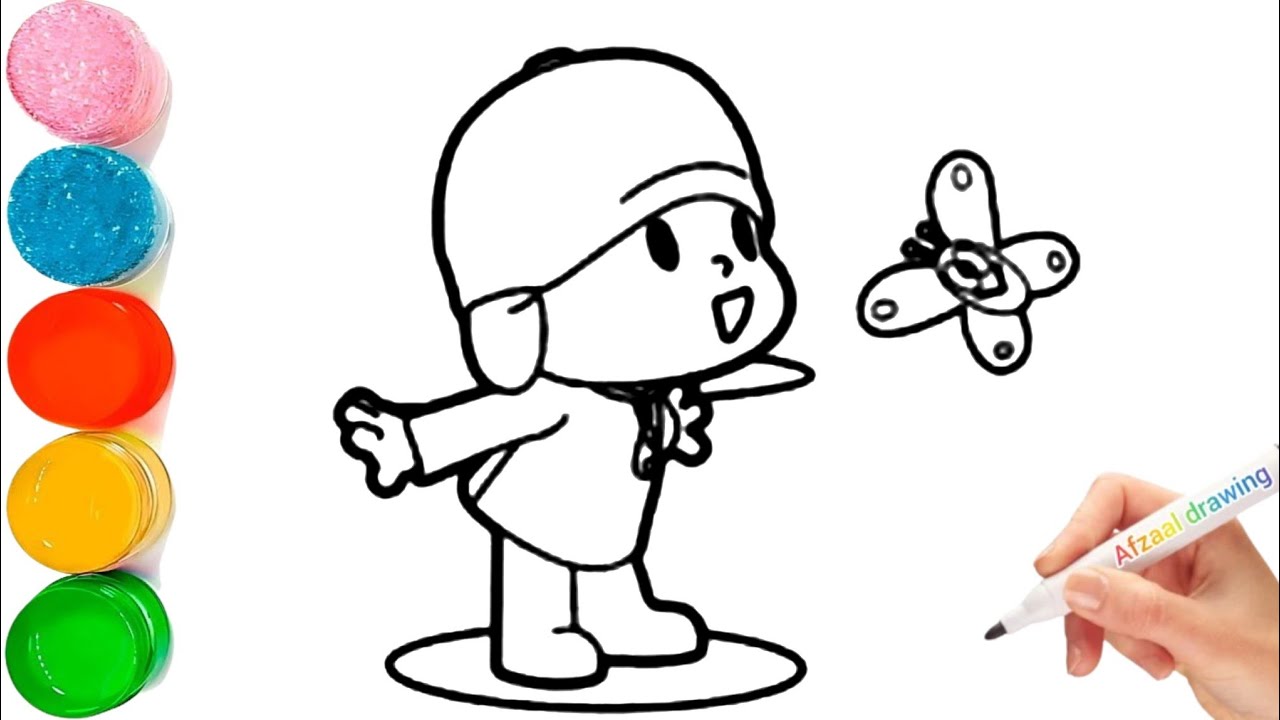 How To Draw Pocoyo Happy Pocoyo Drawing For Kids And Toddlers Youtube