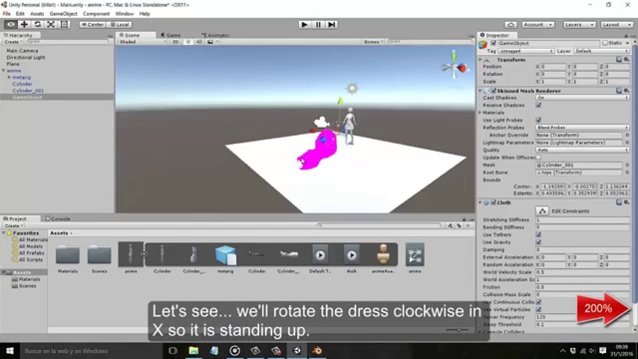 Unity 5 Cloth Component From Blender Youtube