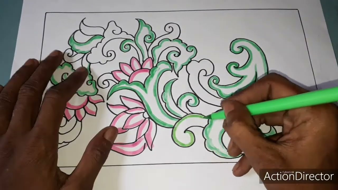 Menggambar Motif Bunga Batik Part2 Art St Youtube