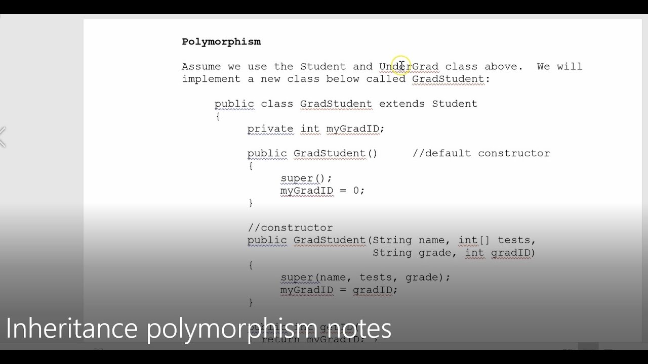 Java Lesson 128 Apcsa Inheritance Polymorphism Notes Youtube