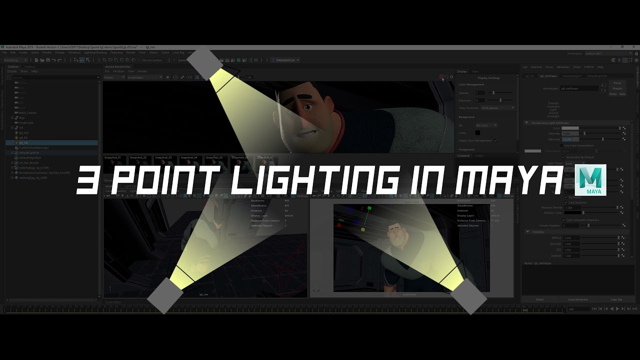 3 Point Lighting In Maya Arnold For Beginners Tutorial Full