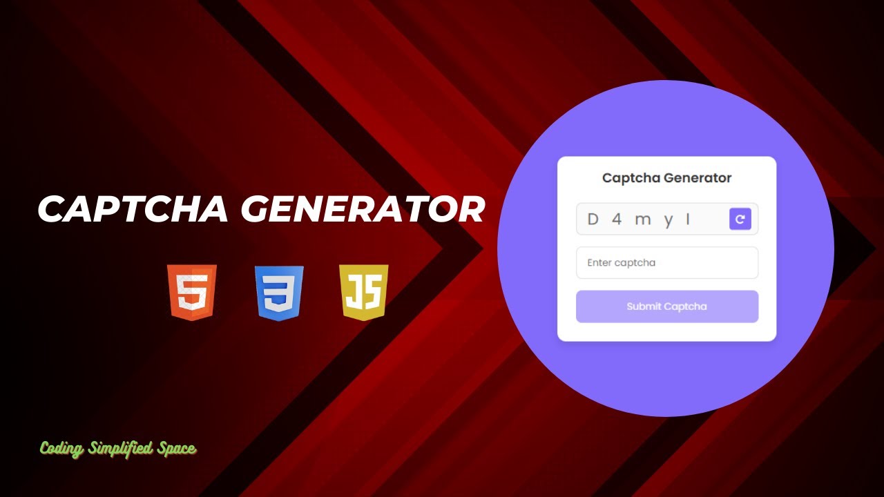 Captcha Generator Html Css Javascript Youtube