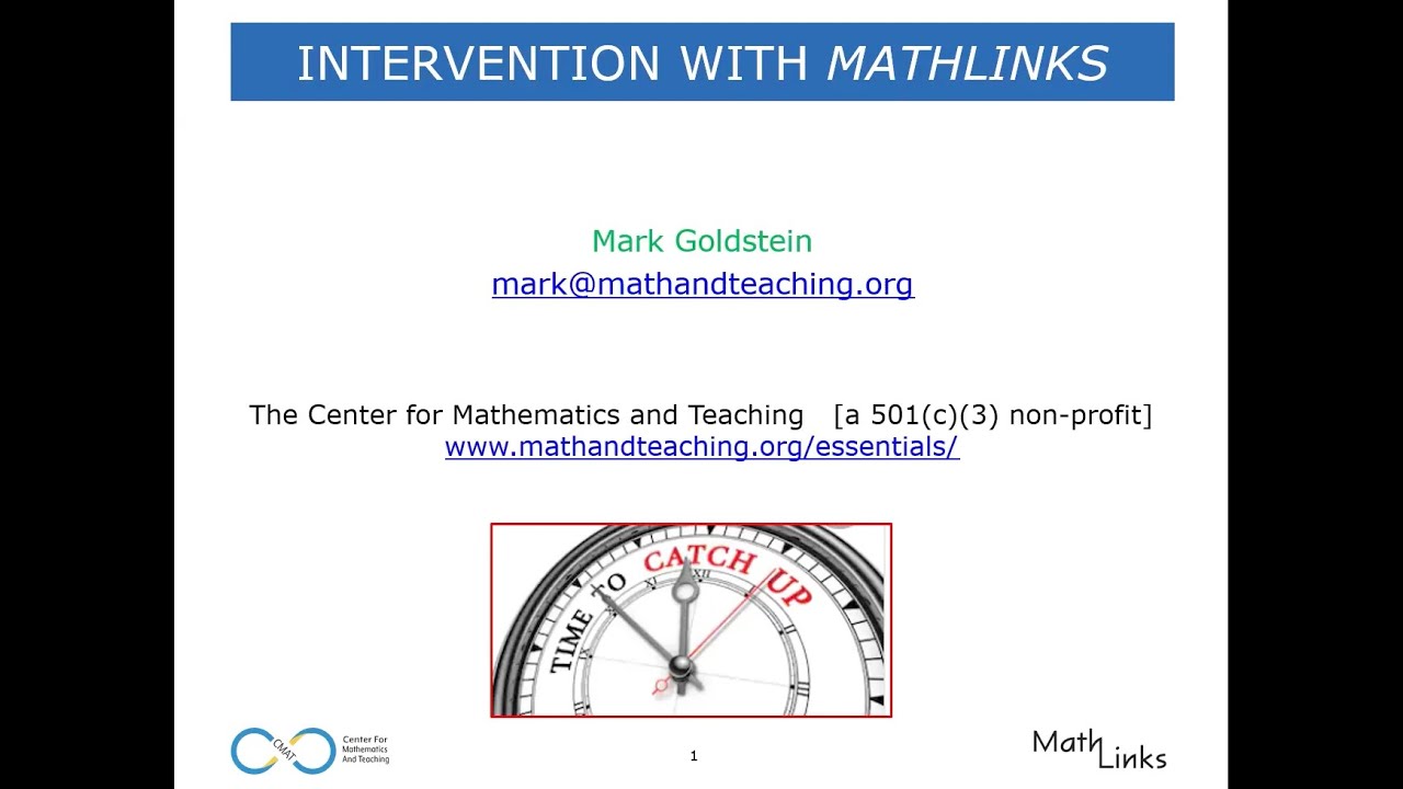 Intervention With Mathlinks Youtube