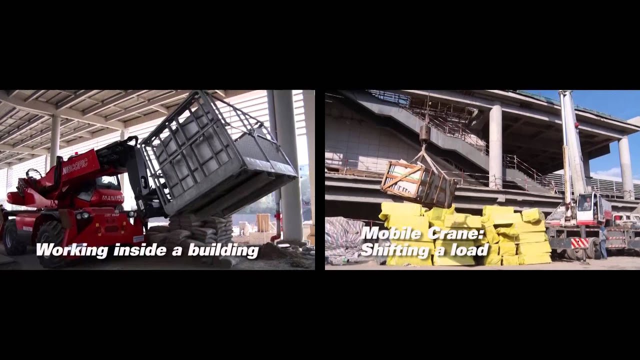 Manitou Rotating Telehandler Vs Mobile Crane Youtube