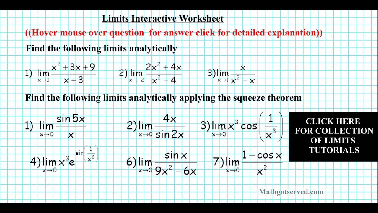 Calculus Limits Worksheet Pdf