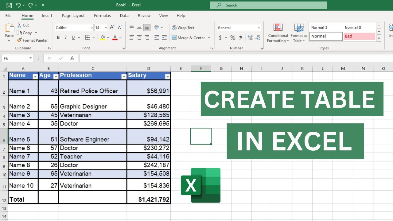 How To Create A Table In Excel Spreadsheet Basics Format Master