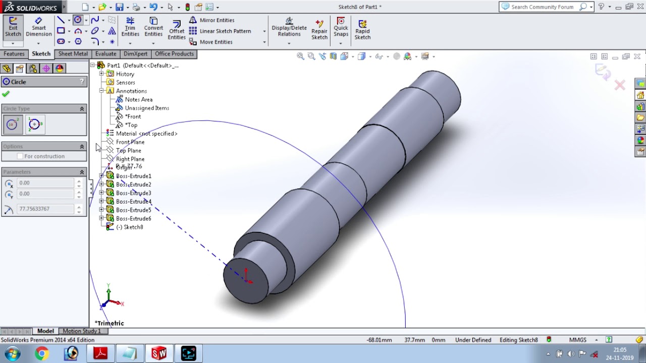 Shaft Modeling In Solidwork Youtube