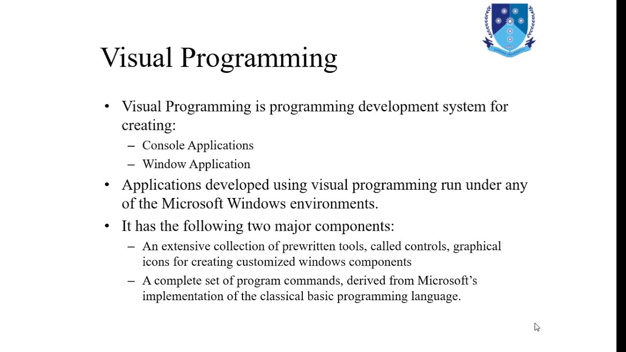 Lecture 1 Introduction To Visual Programming Youtube