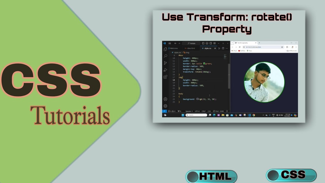 Use Transform Rotate Property In Css How To Rotate In Css Css