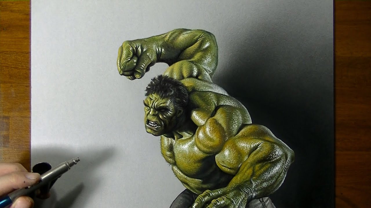 Drawing Hulk Vs Marcello Barenghi How To Draw 3d Art Youtube