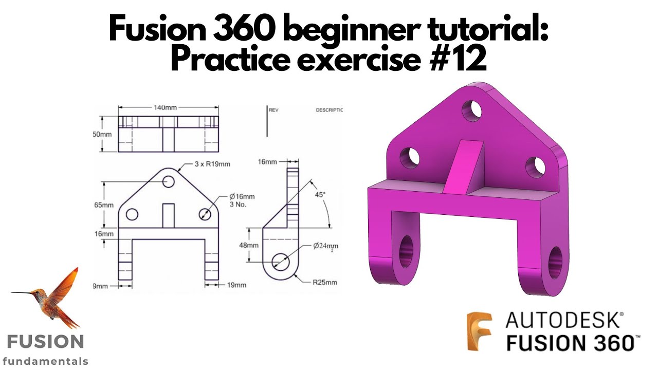 Fusion 360 Beginner Tutorial Practice Exercise 12 Youtube