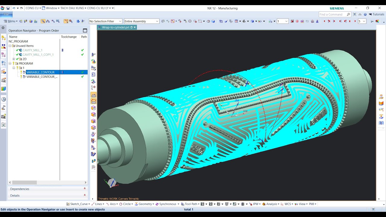 Nx Cam 4axis Wrap To Cylinder Youtube