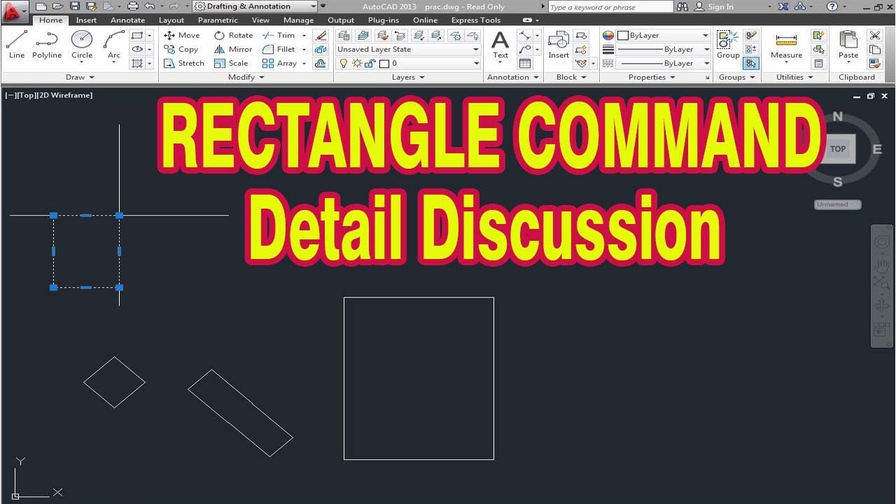 How To Use Rectangle Command In Autocad Cad Tutorials Youtube