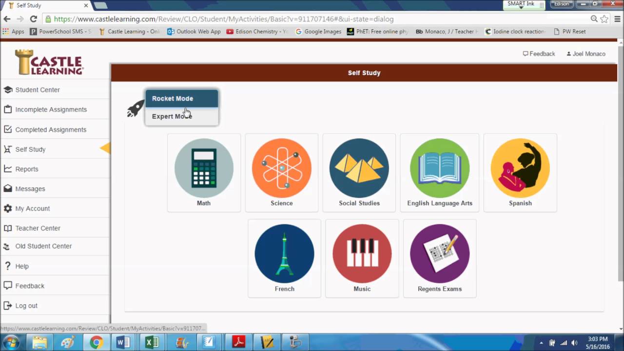 Castle Learning Login Creating Self Studies For End Of Year Review
