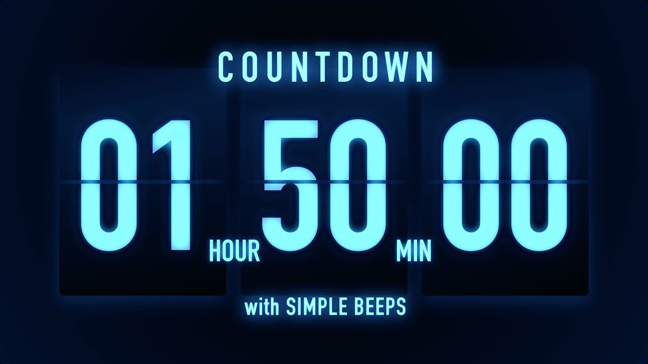 1 Hour 50 Minute Countdown Timer рџ µ Flip Clock With Simple Beeps Youtube