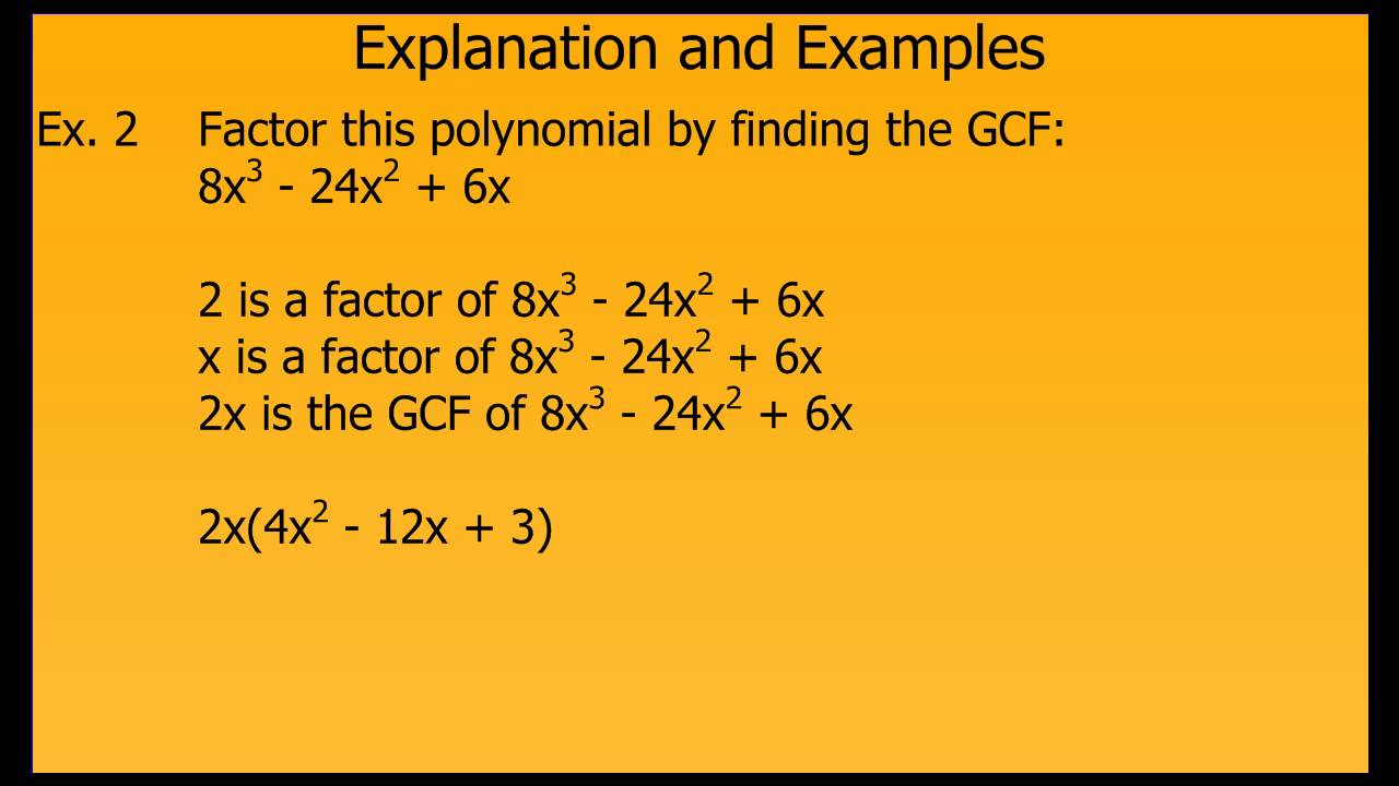 Factoring Polynomials Using Gcf Youtube