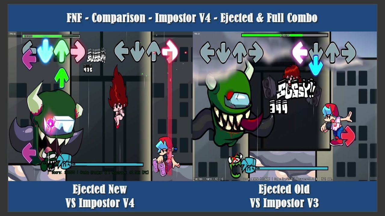 Fnf Comparison Impostor V4 Ejected New Vs Old Full Combo Youtube