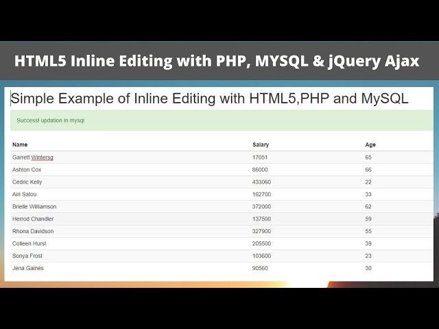 Jquery Tabledit Inline Editor For Tables With Jquery And Jquery Table