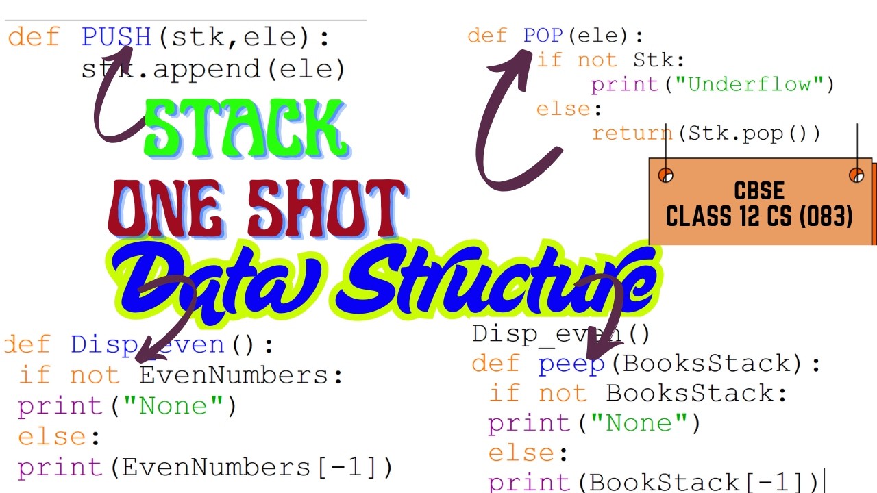 Stack Data Structure Class 12th Computer Science One Shot Cbse