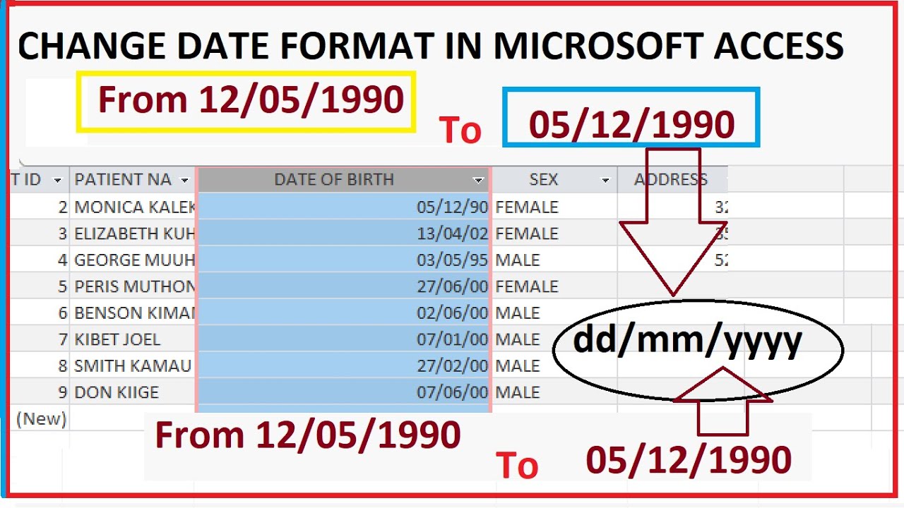 How To Change Date Format To Dd Mm Yyyy In Access Query Using