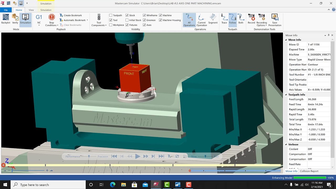 Mastercam 2021 Simple 5 Axis Positioning Youtube