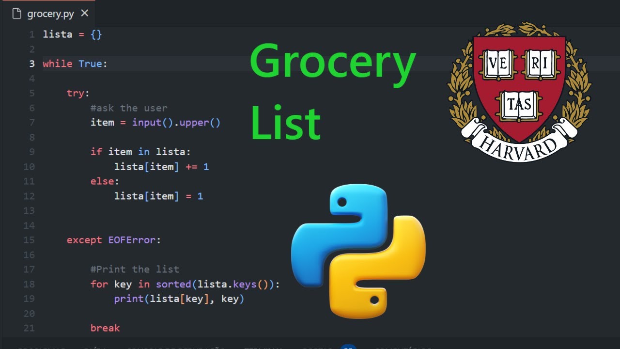 Cs50 Python Solução 03 03 Grocery List Youtube