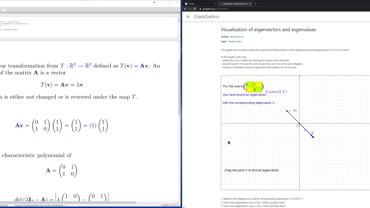 Lecture 18 Eigenvalues And Eigenvectors Youtube