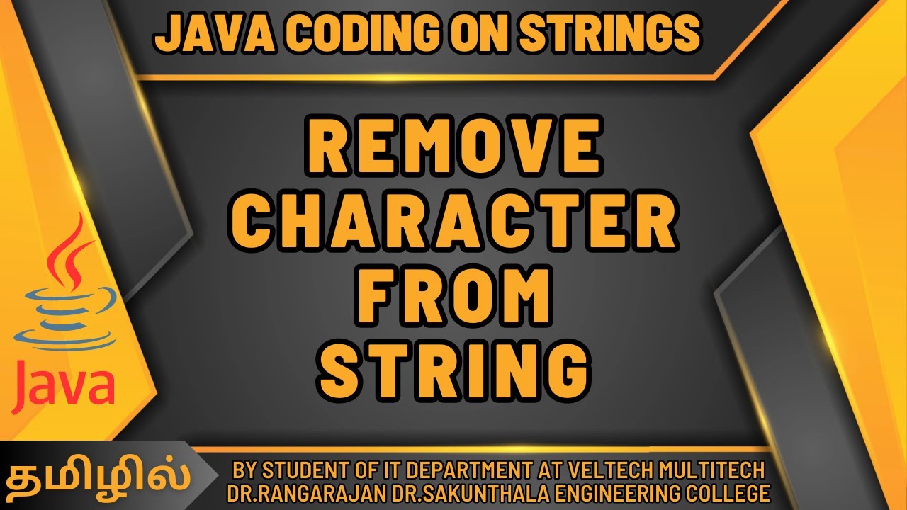 Remove Character From String Using Java In Tamil Youtube