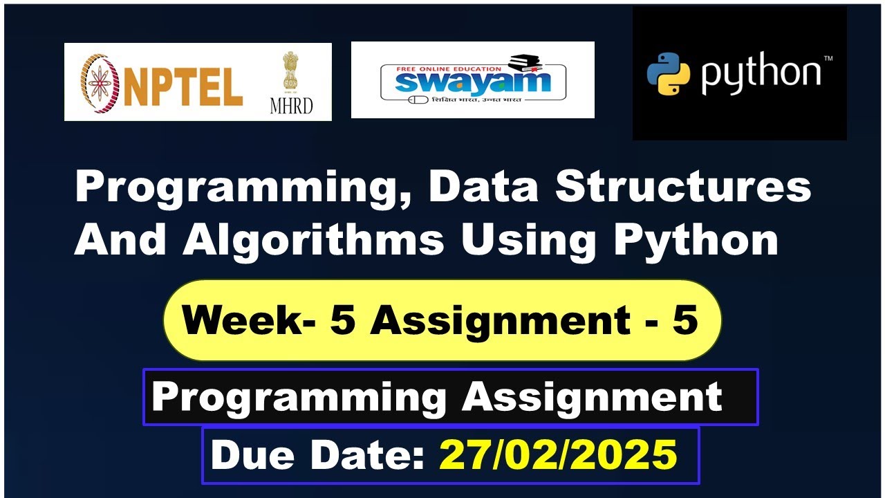 Programming Data Structures And Algorithms Using Python Week 5 Nptel